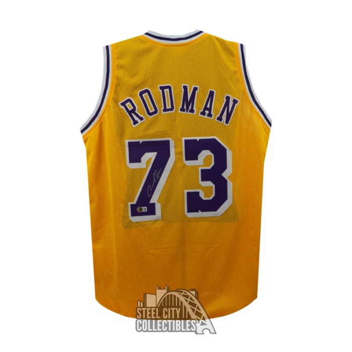 Dennis Rodman Autographed Los Angeles Custom Gold Basketball Jersey ...