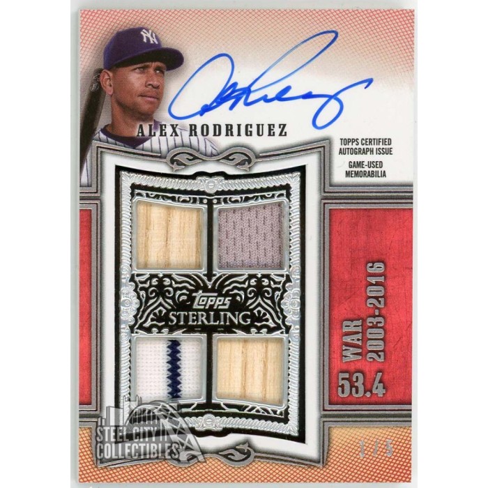 Alex Rodriguez 2020 Topps Sterling WAR Quad Relic Autograph Card #SWAR ...