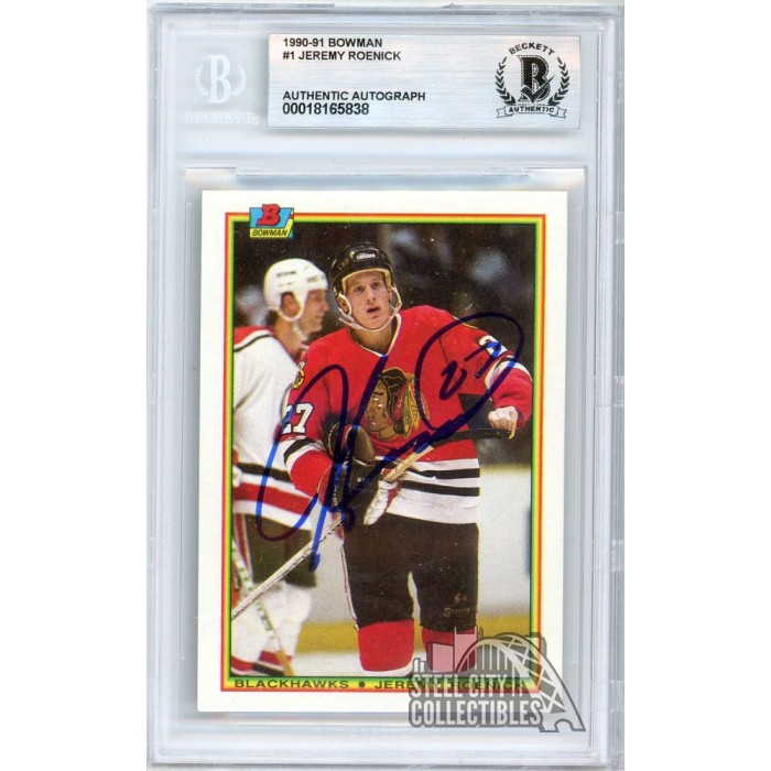 Jeremy Roenick 1990-91 Bowman Autograph Rookie Card #1 BAS | Steel City ...