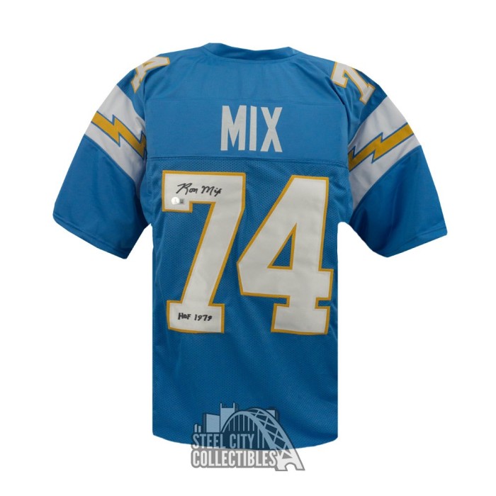 Ron Mix HOF 1979 Autographed San Diego Custom Light Blue Football ...