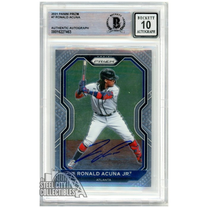 Ronald Acuna Jr 2021 Panini Prizm Autograph Baseball Card #7 BAS 10 ...