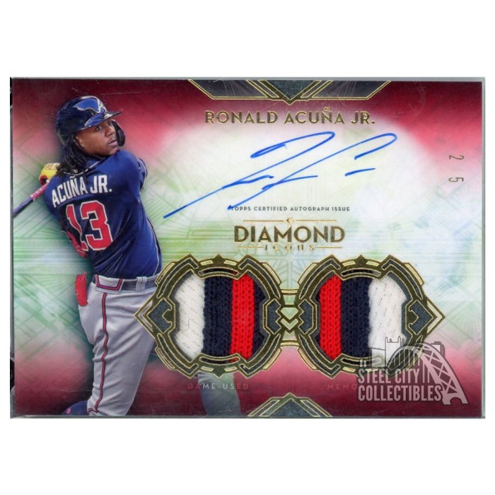 Ronald Acuna Jr 2021 Topps Diamond Icons Autograph Dual Patch Card #SPD ...