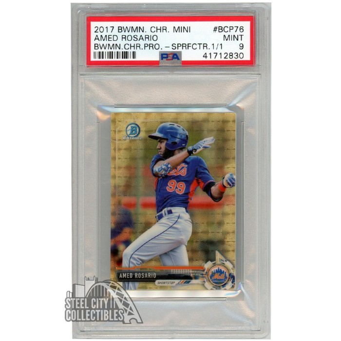 Amed Rosario 2017 Bowman Chrome Mini Superfractor Card #BCP76 1/1 PSA 9 ...