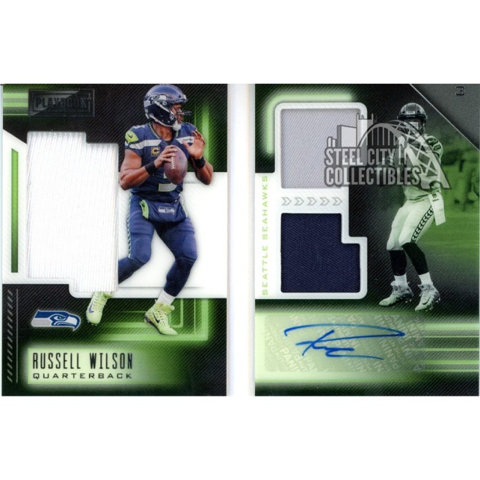 Russell Wilson 2018 Panini Playbook Materials Autograph Jersey Booklet ...