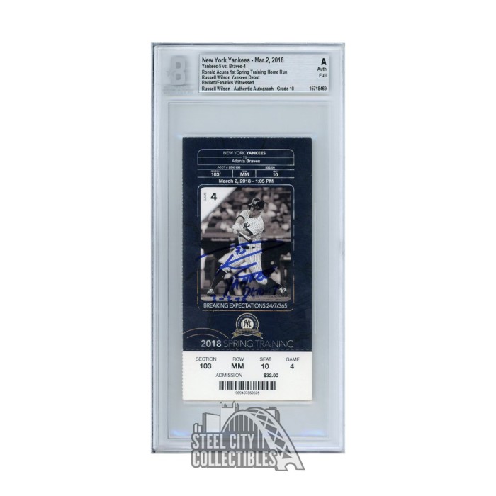 Russell Wilson Autographed New York Full Spring Training Debut Baseball ...