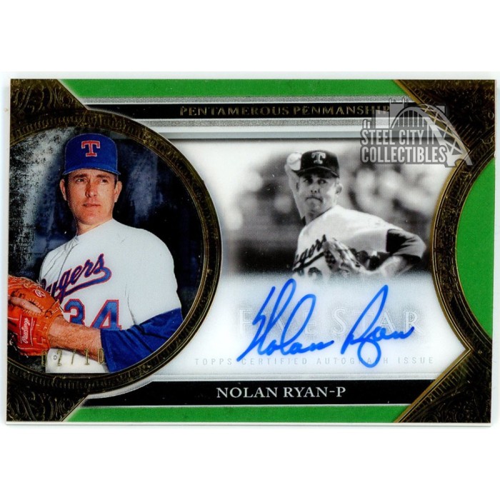 Nolan Ryan 2020 Topps Five Star Pentamerous Penmanship Green Auto Card ...