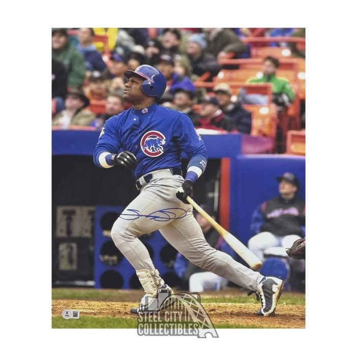 Sammy Sosa Autographed Chicago Cubs 16x20 Baseball Photo - BAS (Blue ...