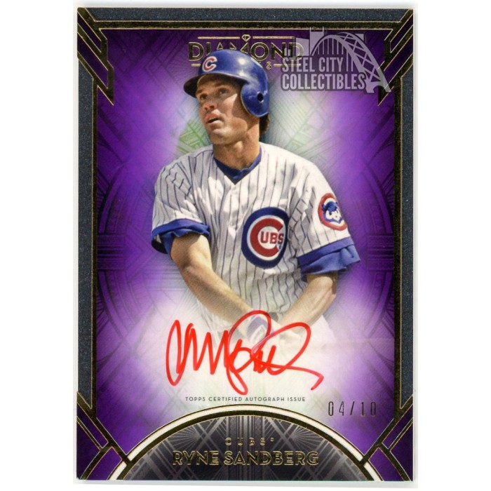 Ryne Sandberg 2021 Topps Diamond Icons Purple Red Ink Auto Card #RI-RSA ...