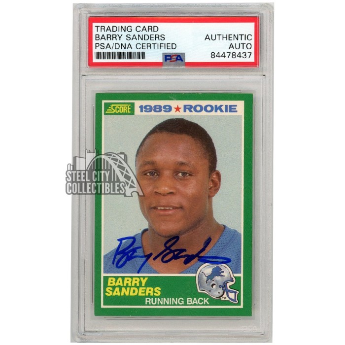 Barry Sanders 1989 Score Autograph Rookie Card #257 PSA/DNA | Steel ...