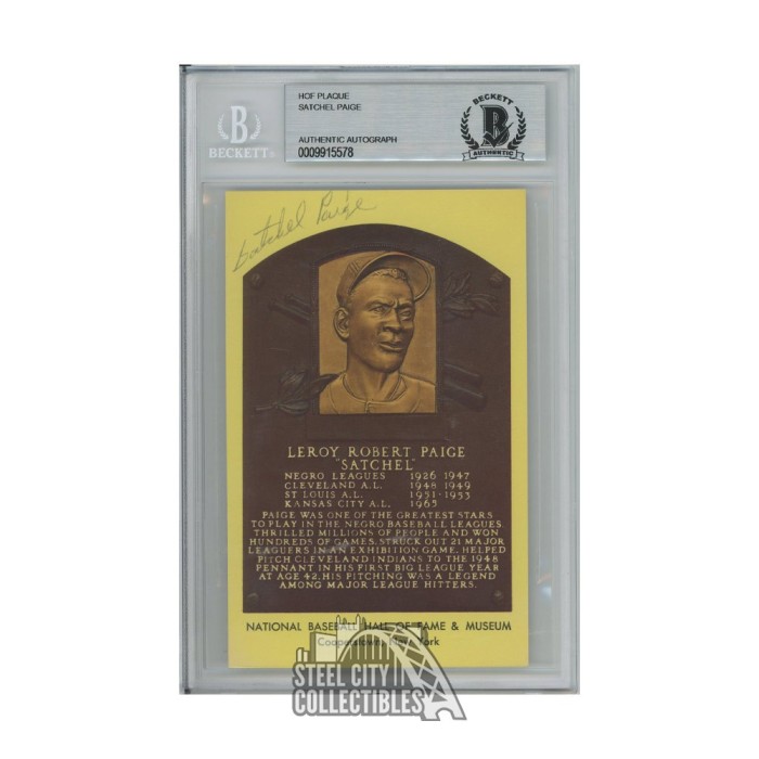 Satchel Paige Autographed Hall of Fame Postcard - BAS | Steel City ...