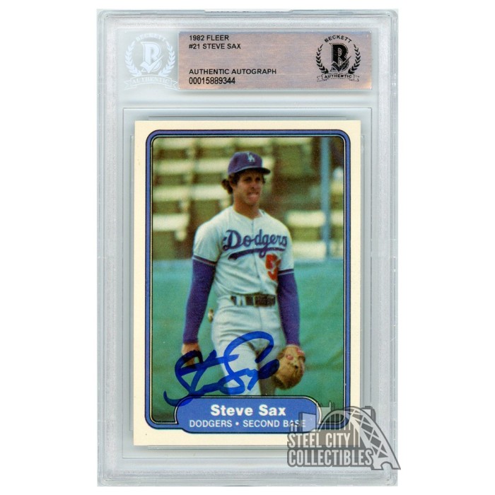 Steve Sax 1982 Fleer Autograph Rookie Card #21 BAS | Steel City ...