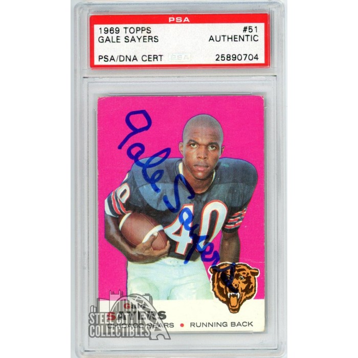 Gale Sayers 1969 Topps Autograph Card #51 PSA/DNA | Steel City Collectibles