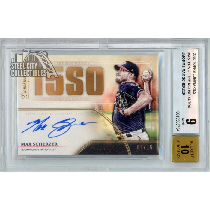 Max Scherzer 2020 Topps Luminaries Masters of the Mound Autograph Card ...