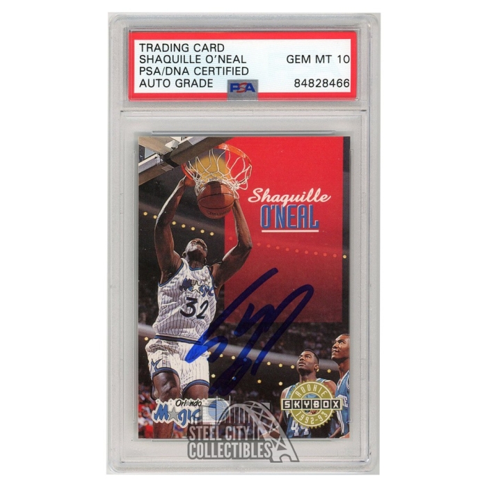 Shaquille O'Neal 1992-93 Skybox Autograph Rookie Card #382 PSA/DNA 10 ...