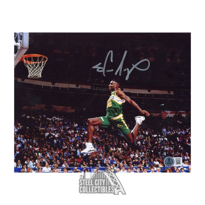 Shawn Kemp Autographed Seattle 8x10 Basketball Photo - BAS (Green ...