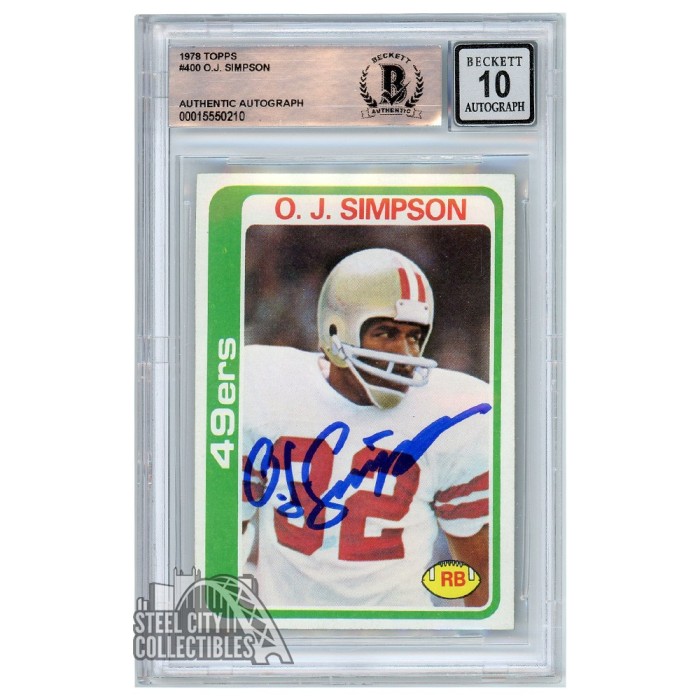 OJ Simpson 1978 Topps Autograph Card #400 BAS 10 | Steel City Collectibles