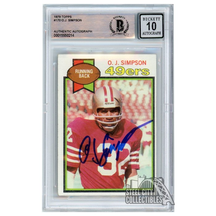 OJ Simpson 1979 Topps Autograph Card #170 BAS 10 | Steel City Collectibles