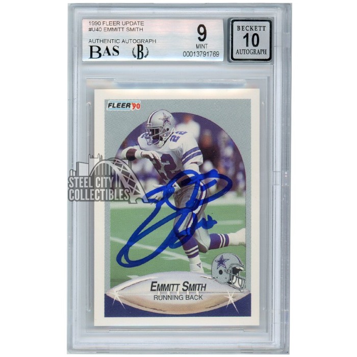 Emmitt Smith 1990 Fleer Update Autograph Rookie Card #U-40 BGS 9 AUTO ...