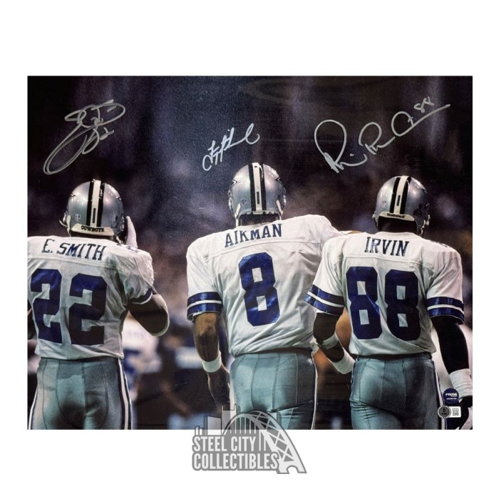 Emmitt Smith Troy Aikman Michael Irvin Autographed Dallas Cowboys 16x20 Photo - BAS COA | Steel ...