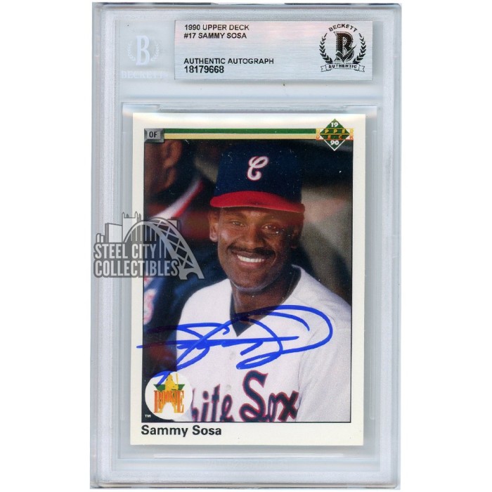 Sammy Sosa 1990 Upper Deck Rookie Autograph Card #17 BAS | Steel City ...