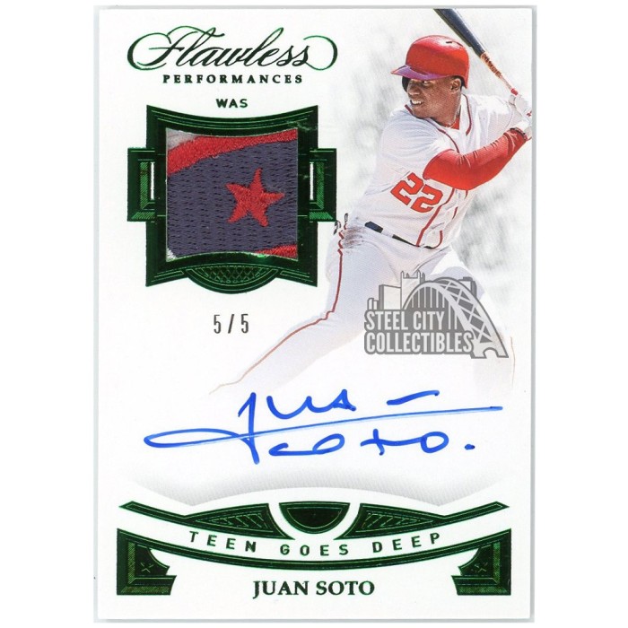 Juan Soto 2019 Panini Flawless Emerald Performances Logo Patch ...