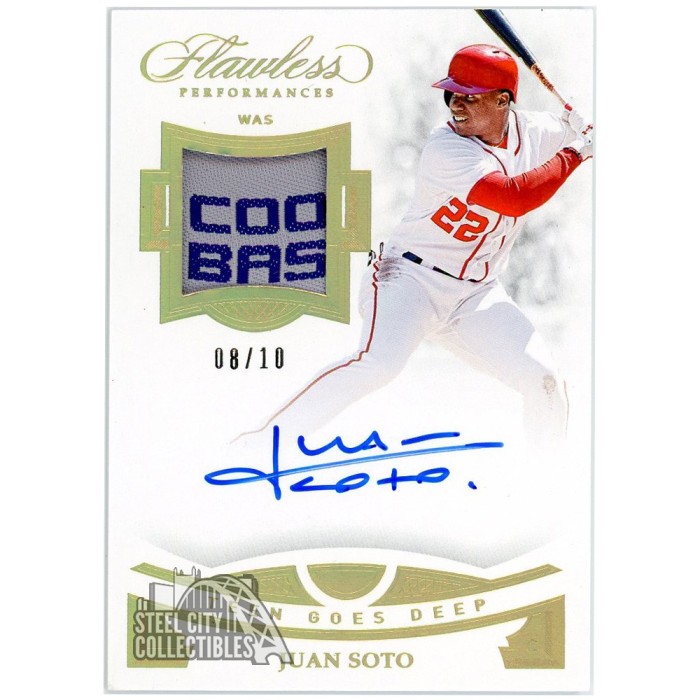 Juan Soto 2019 Panini Flawless Performances Tag Patch Autograph Card # ...