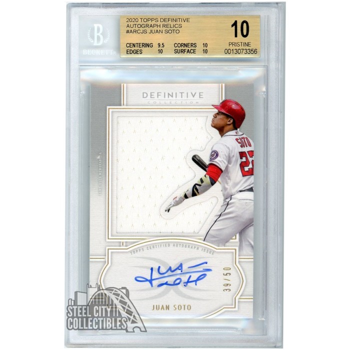 Juan Soto 2020 Topps Definitive Game-Used Relic Autograph Card #ARC-JS ...