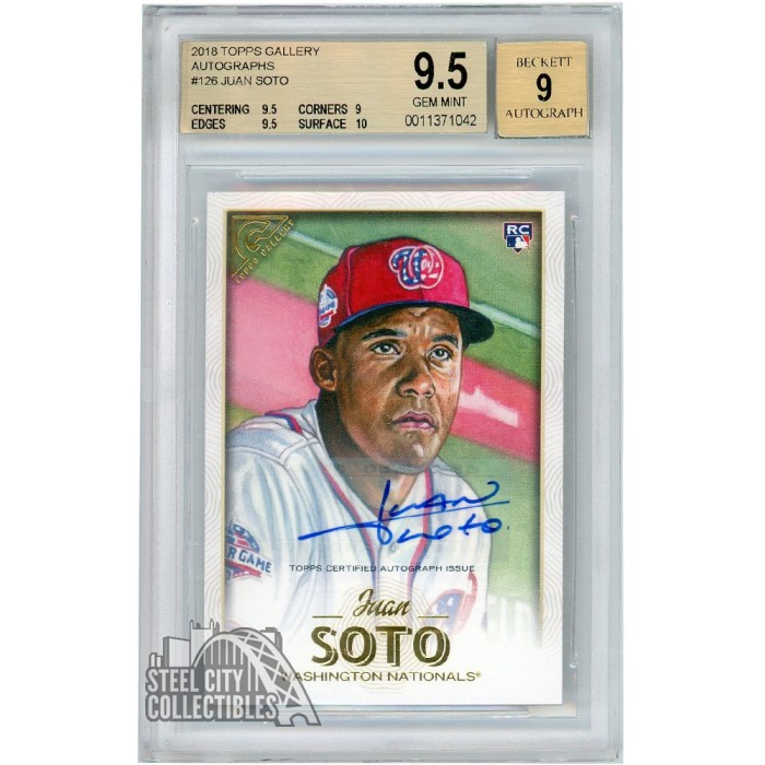 Juan Soto 2018 Topps Gallery Rookie Autograph Card #126 BGS 9.5 AUTO 9 ...