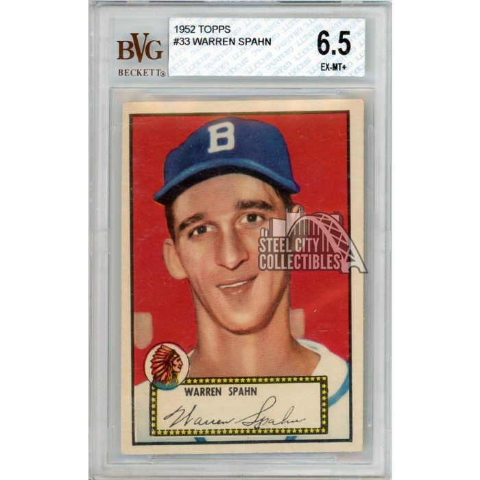 Warren Spahn 1952 Topps Baseball Card #33 BVG 6.5 | Steel City Collectibles
