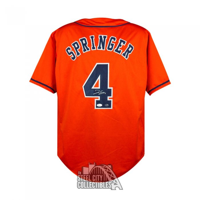 George Springer Autographed Houston Custom Orange Baseball Jersey - JSA ...