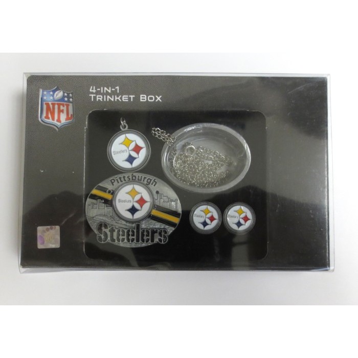 Pittsburgh Steelers NFL 4-in-1 Trinket Box (Pin, Necklace, Earrings ...