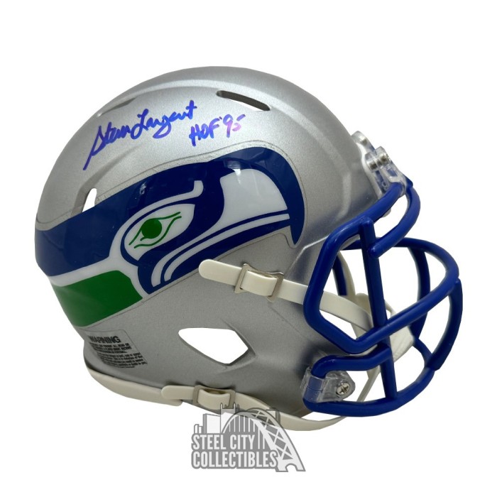 Steve Largent HOF 95 Autographed Seattle Throwback 83-01 Mini Helmet ...