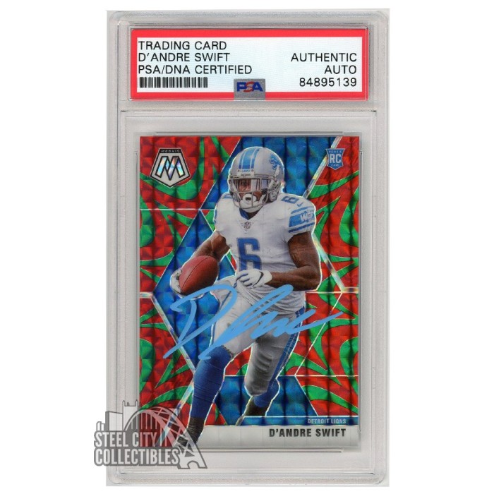 D'Andre Swift 2020 Panini Mosaic Reactive Green Autograph RC Card #215 ...