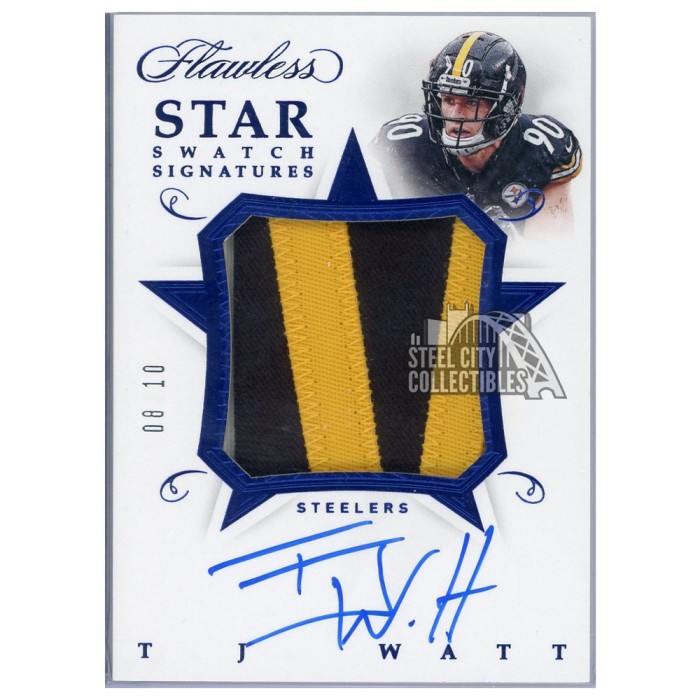 TJ Watt 2018 Panini Flawless Blue Autograph Patch Card #SW-TJ 8/10 ...