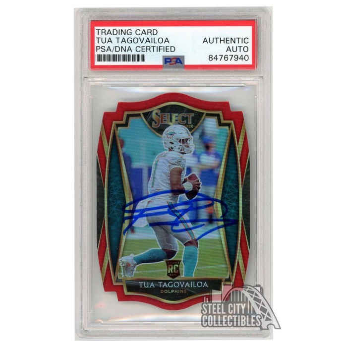 Tua Tagovailoa 2020 Panini Select Premier Level Red Die-Cut Autograph ...