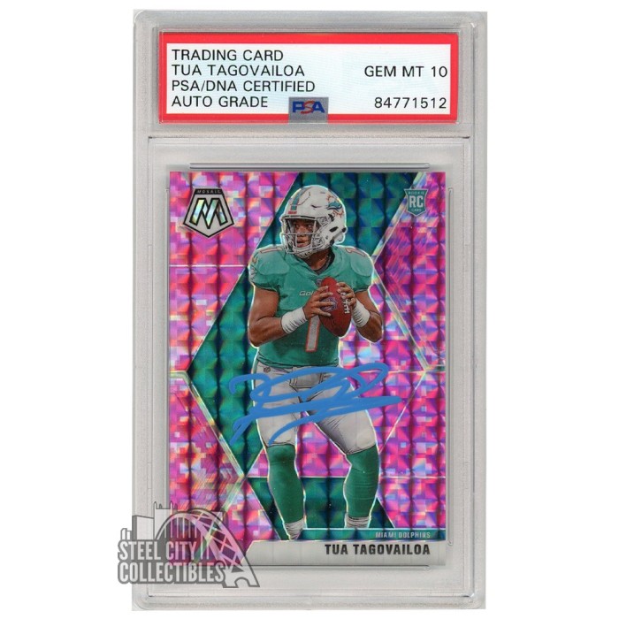 Tua Tagovailoa 2020 Panini Mosaic Camo Pink Autograph RC Card #203 PSA ...