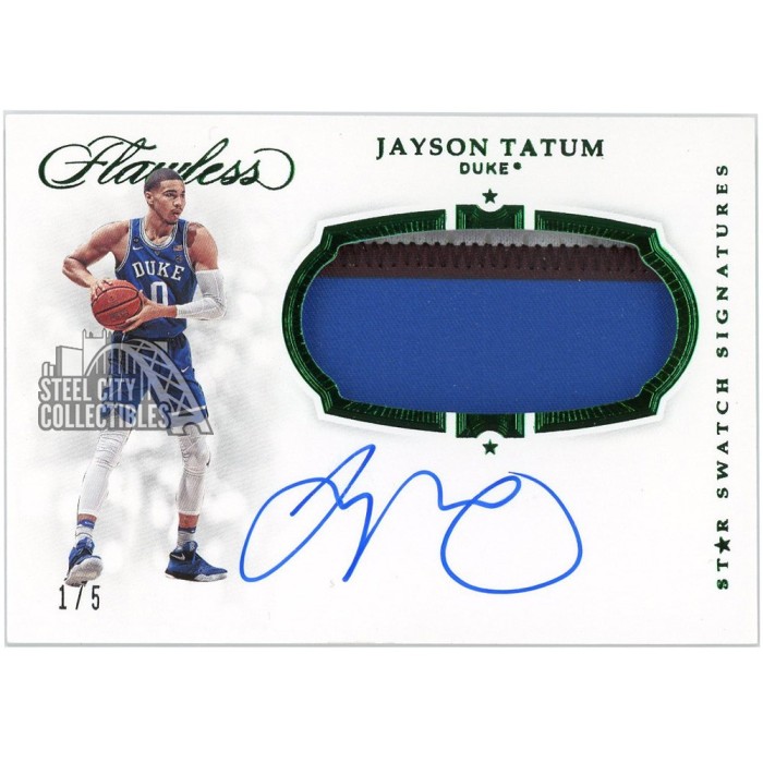 Jayson Tatum 2019-20 Panini Flawless Collegiate Emerald Star Swatch ...