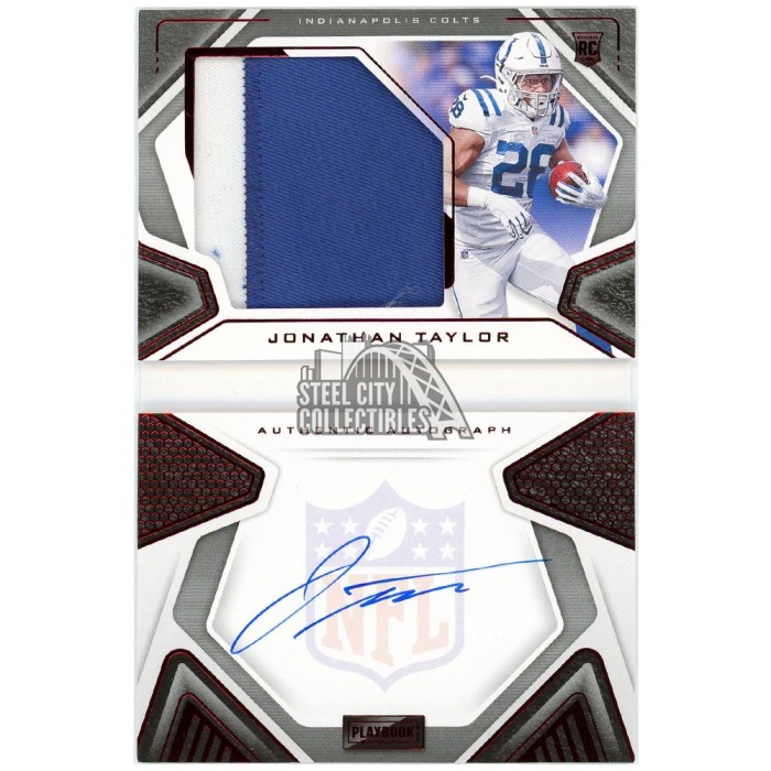 Jonathan Taylor 2020 Panini Playbook Red Rookie Patch Autograph Booklet ...