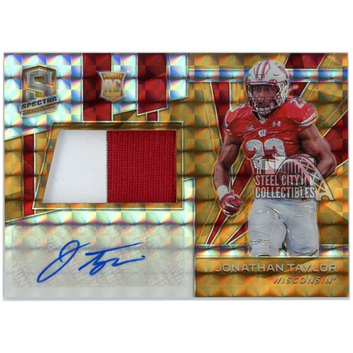 Jonathan Taylor 2020 Chronicles Draft Spectra Orange Rookie Patch Auto ...