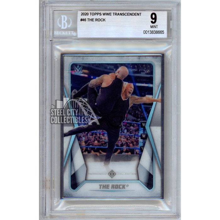 The Rock 2020 Topps Transcendent WWE Card #46 13/50 BGS 9 Mint | Steel ...