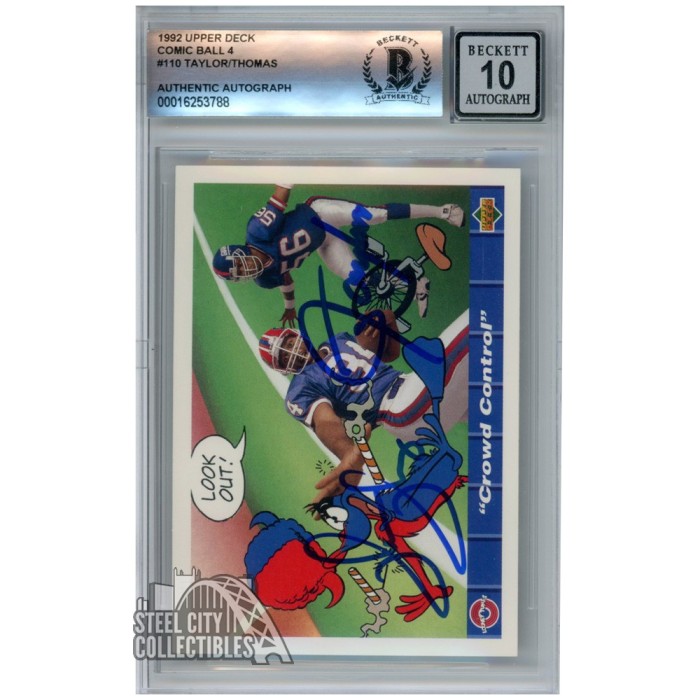 Thurman Thomas Lawrence Taylor 1992 Upper Deck Comic Ball 4 Autograph ...