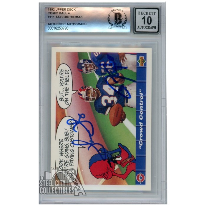 Thurman Thomas Lawrence Taylor 1992 Upper Deck Comic Ball 4 Autograph ...