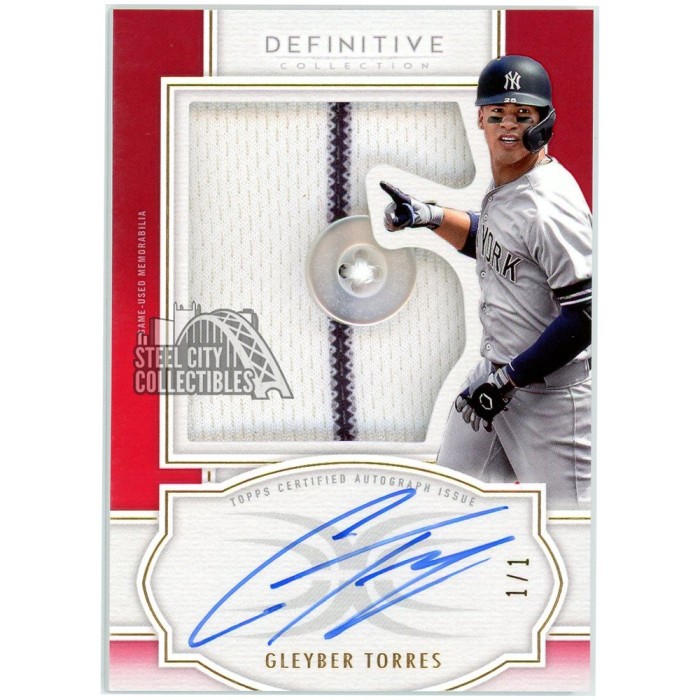 Gleyber Torres 2020 Topps Definitive Red Game-Used Button Patch ...