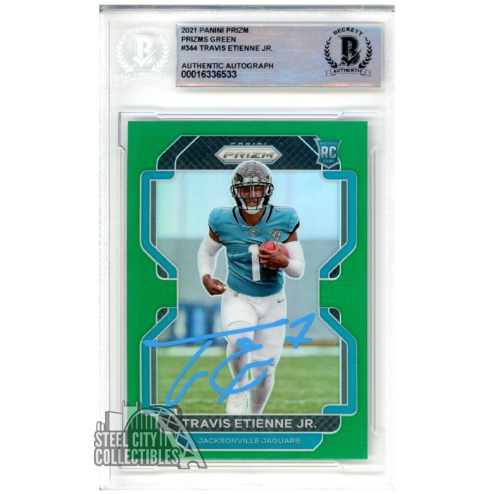 Travis Etienne Jr 2021 Panini Prizm Green Autograph Rookie Card #344 ...