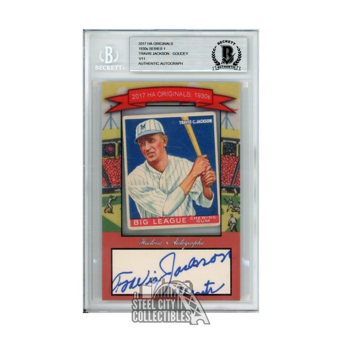 Travis Jackson Autographed 2017 HA Originals 1930s Series 1 Goudey 1/11 ...