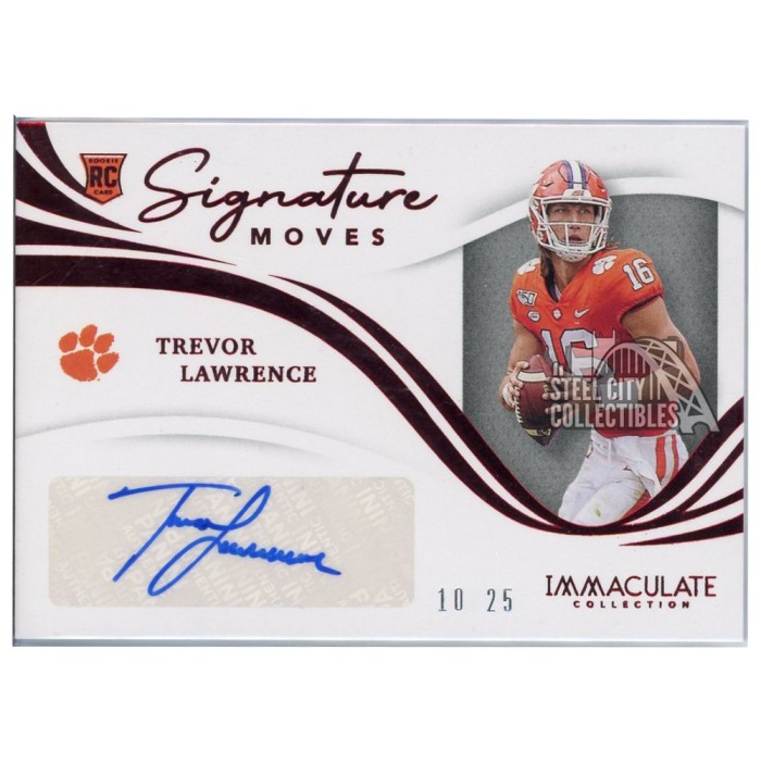 Trevor Lawrence 2021 Panini Immaculate Collegiate Signature Moves ...