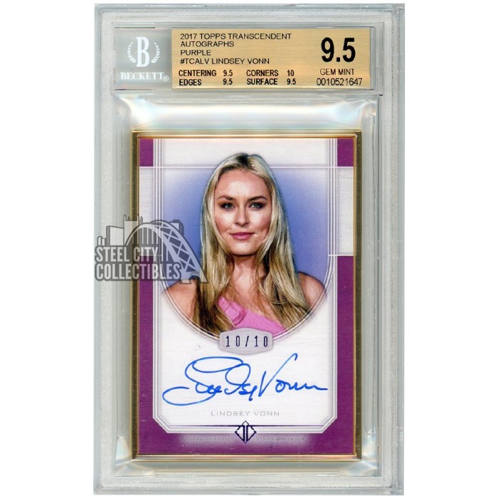 Lindsey Vonn 2017 Topps Transcendent Purple Autograph Card #TCA-LV 10/ ...