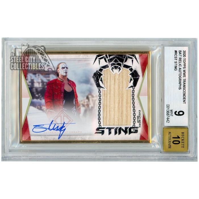Sting 2020 Topps Transcendent WWE Bat Relic Autograph Card RC-ST BGS 9 ...