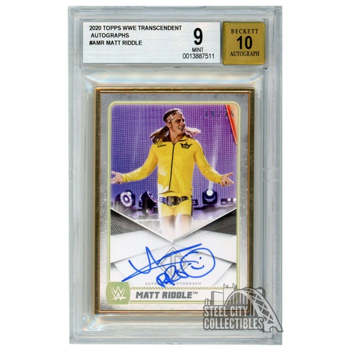 Matt Riddle 2020 Topps Transcendent WWE Autograph Card /25 BGS 9 ...