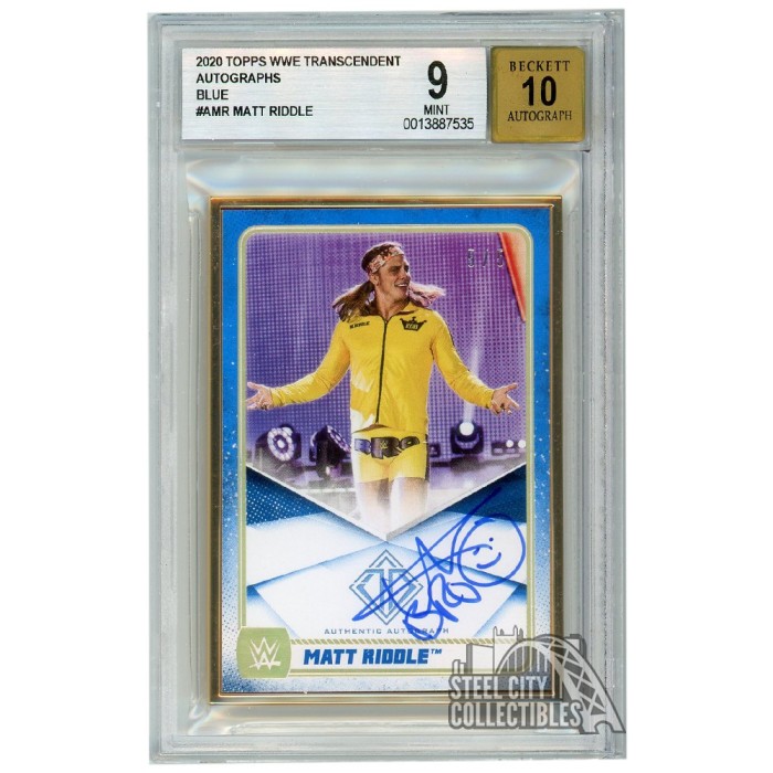 Matt Riddle 2020 Topps Transcendent WWE Blue Autograph Card 5/5 BGS 9 ...